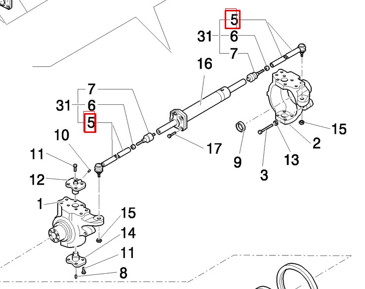 Рулевой наконечник L=318 (4отв, маленькие колеса) 85805977